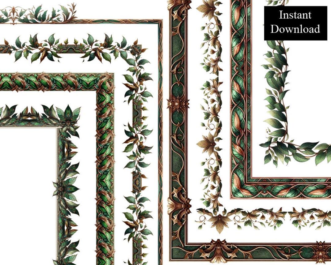 Elven Forest Borders 8 Frames Ornate Style Clip Art Digital Download ...