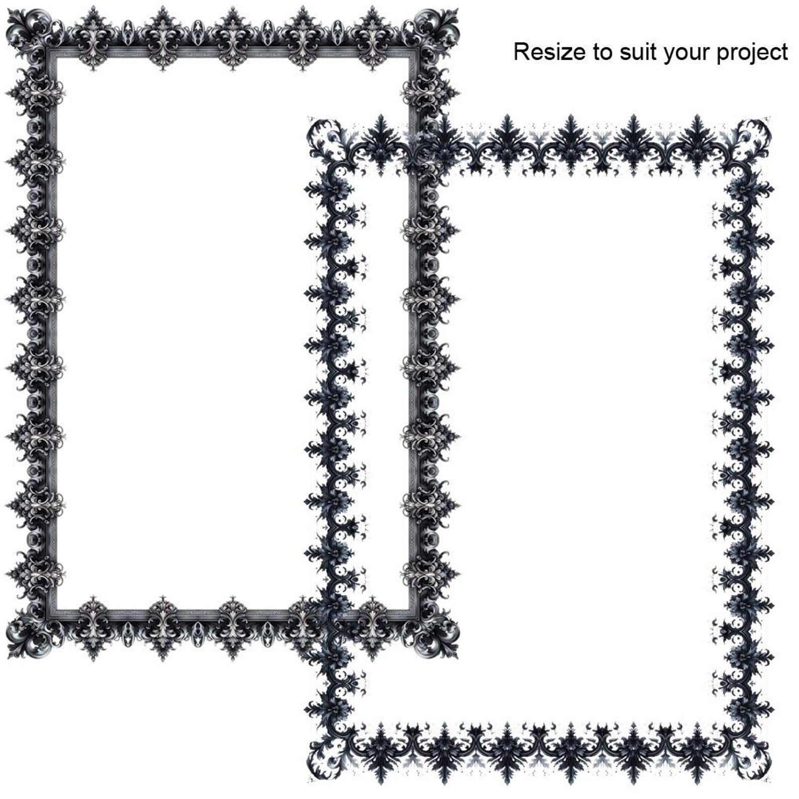 Black Rococo Decorative Borders 8 Frames Ornate Style Clip Art Digital ...