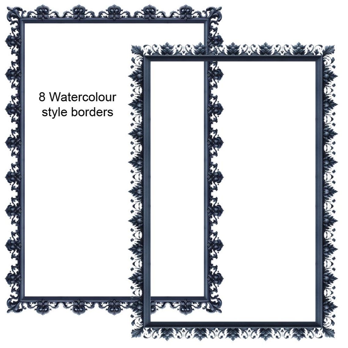 Navy Ornate Frames: Vintage Damask Borders Clip Art (digital Download ...