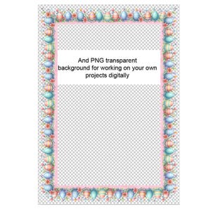 Easter Hunt Watercolour Border Frame Floral Rabbit Easter Egg Clip Art ...