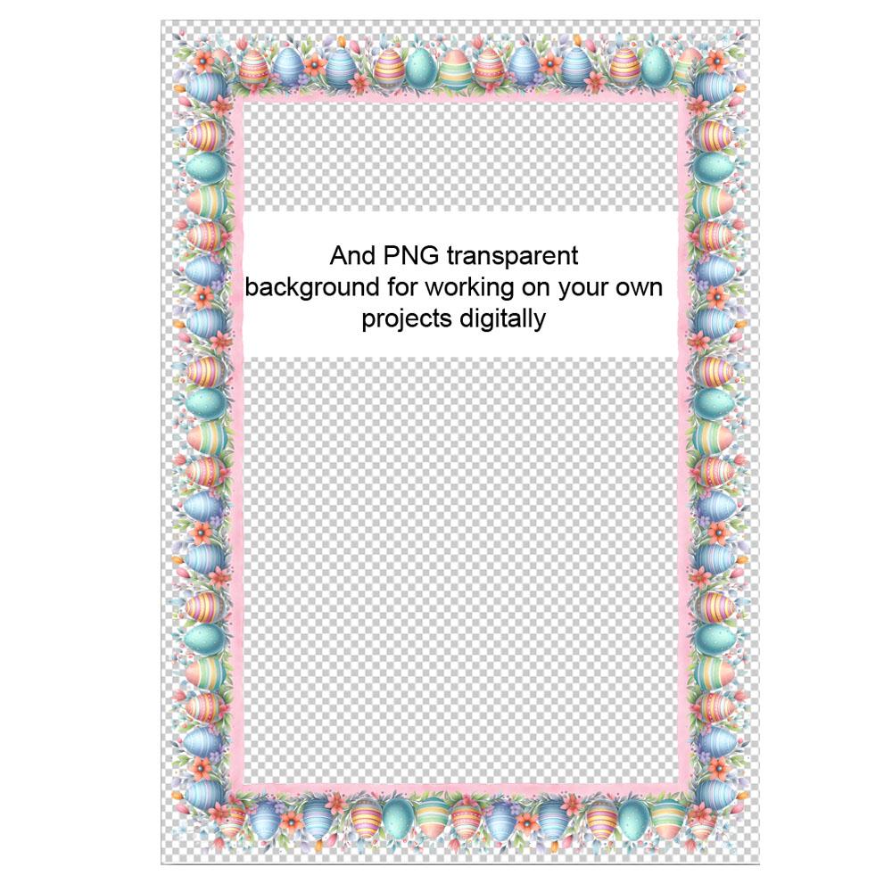 Easter Hunt Watercolour Border Frame Floral Rabbit Easter Egg Clip Art ...