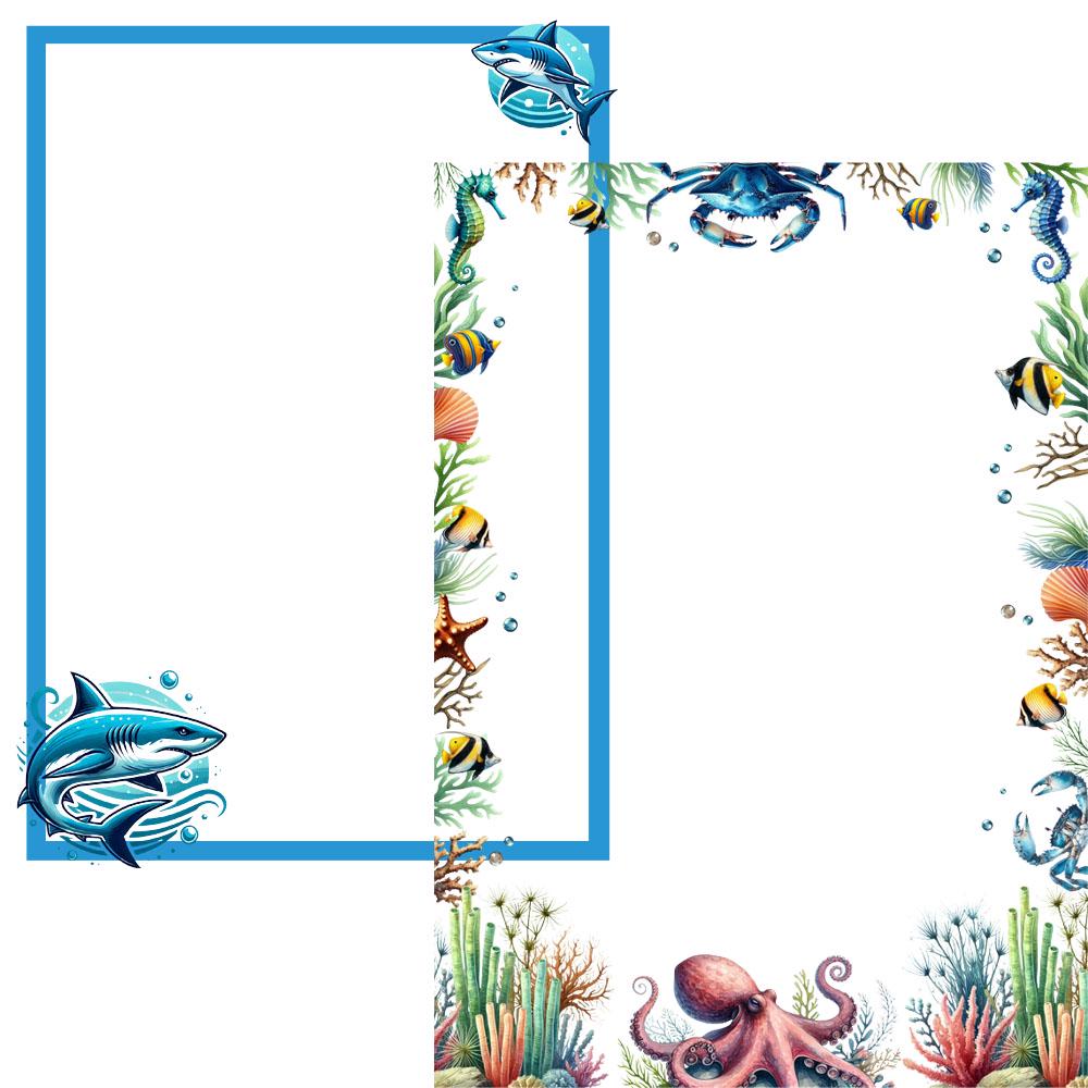 Under the Sea Borders Frames Clip Art Bundle 8 Digital Download Frame ...