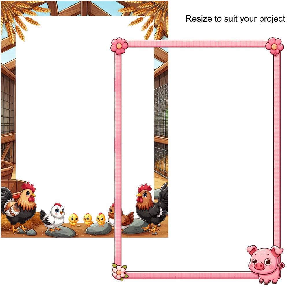 Farm Animal Borders Page Frames Clip Art Bundle 8 Digital Download A4 ...