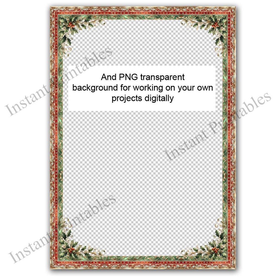 Metallic Christmas Border Frame Clip Art Digital Download A4 & 8.5x11 ...