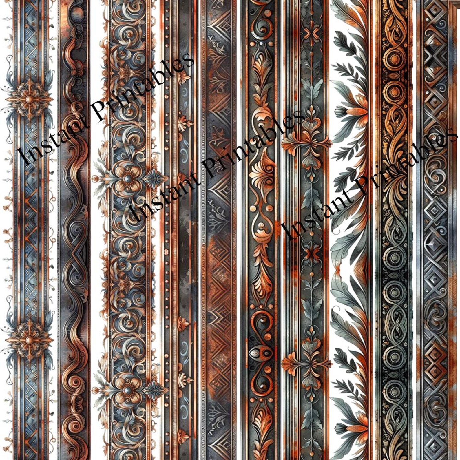 Medieval Rust Borders 10 Frames Ornate Metallic Style Clip Art Digital ...