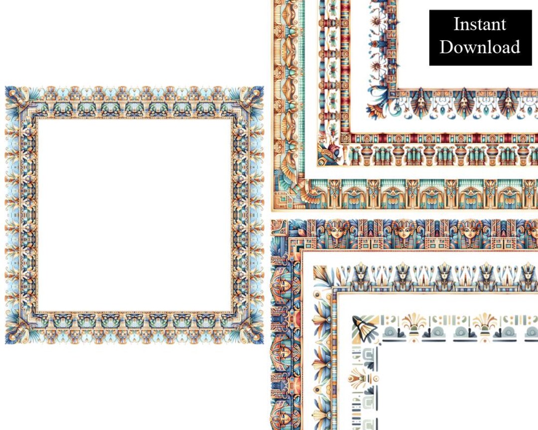 Egyptian Borders Square 7 Frames Ornate Style Clip Art Digital Download ...
