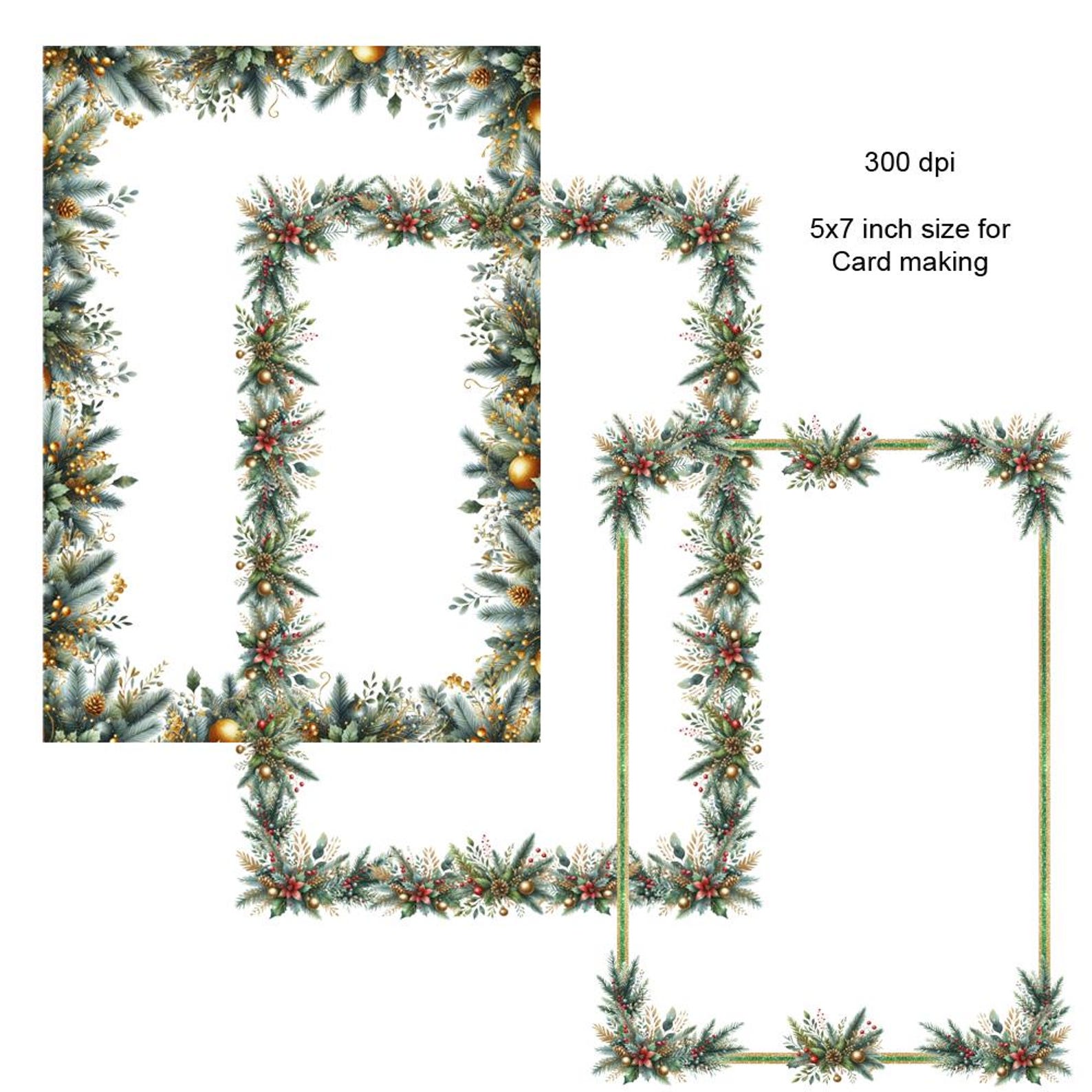 Christmas Watercolour 5x7 Borders for Card Making Christmas Frame Clip ...