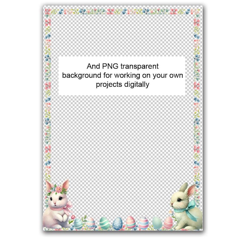 Easter Hunt Border Frame Rabbit Easter Egg Clipart PDF/PNG Digital ...