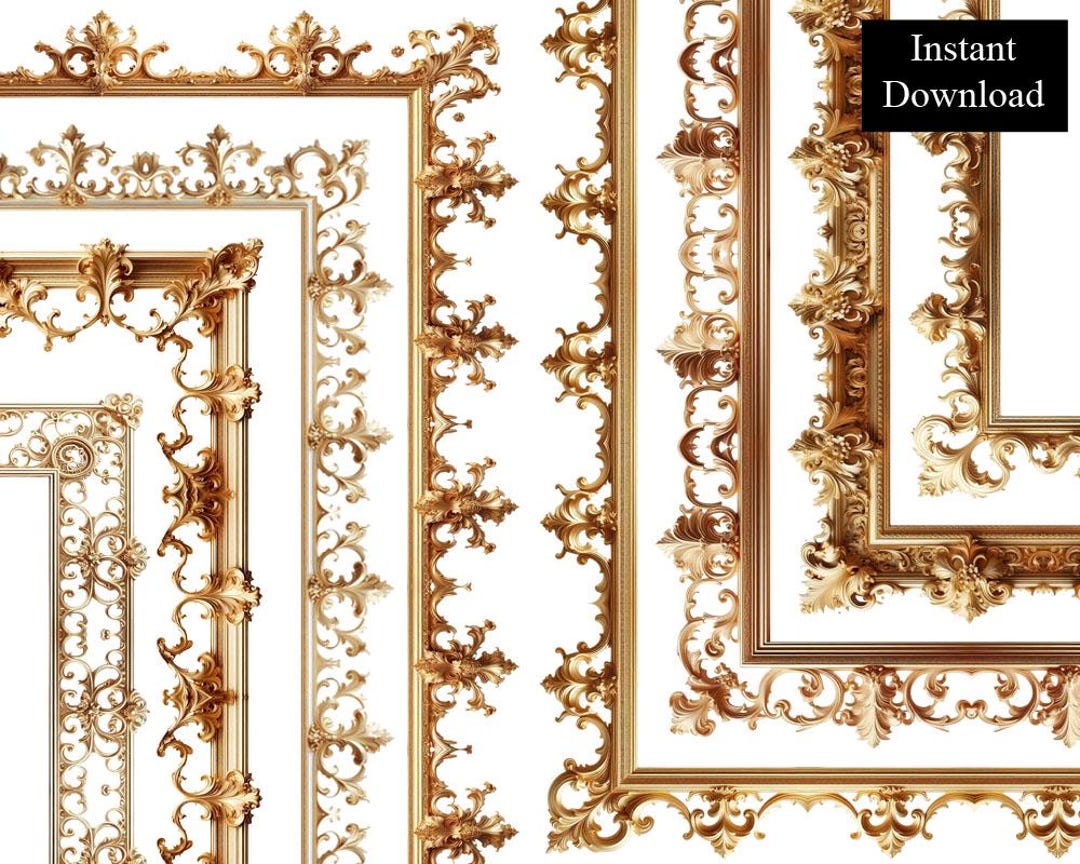 Gold Rococo Borders Frames Ornate Filigree Decorative Golden ...