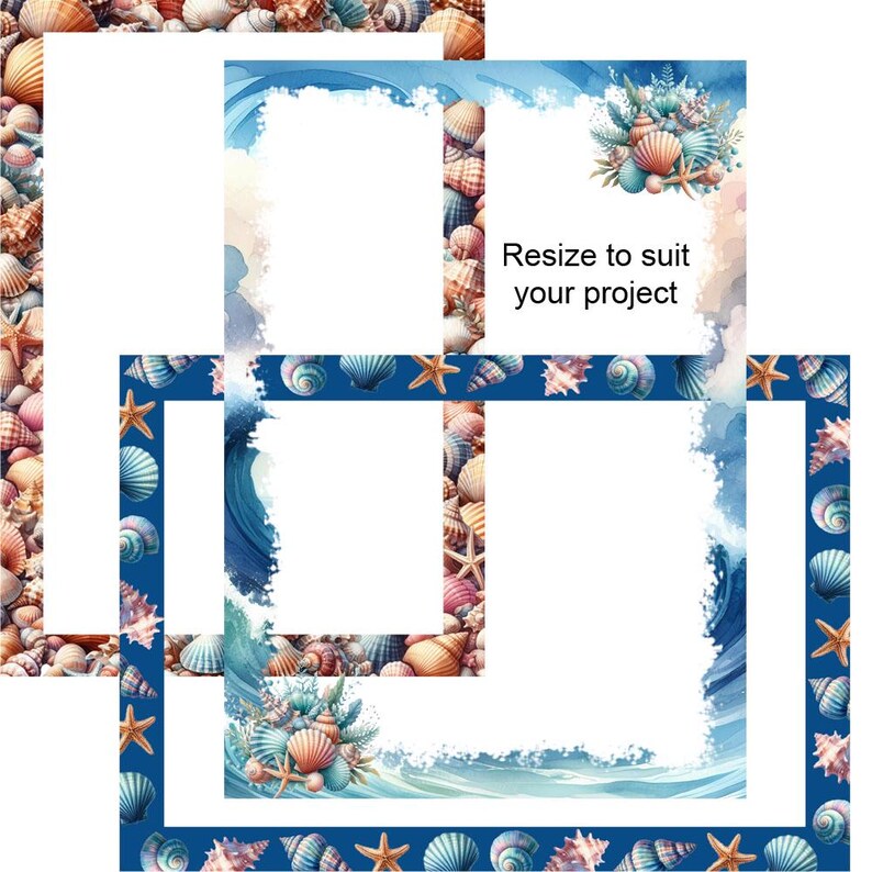 Sea Shells Borders Frames Shells Ocean Sea Water Clip Art Bundle 10 ...