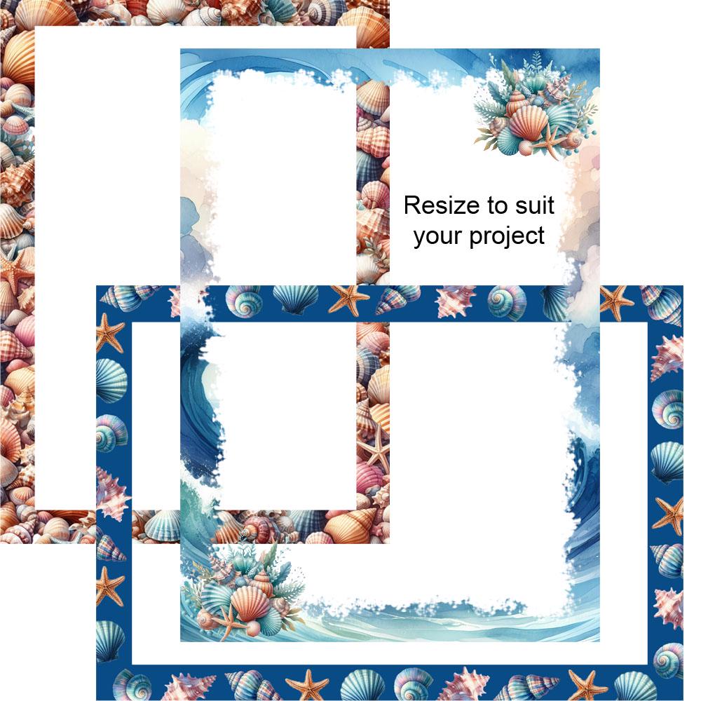 Sea Shells Borders Frames Shells Ocean Sea Water Clip Art Bundle 10 ...