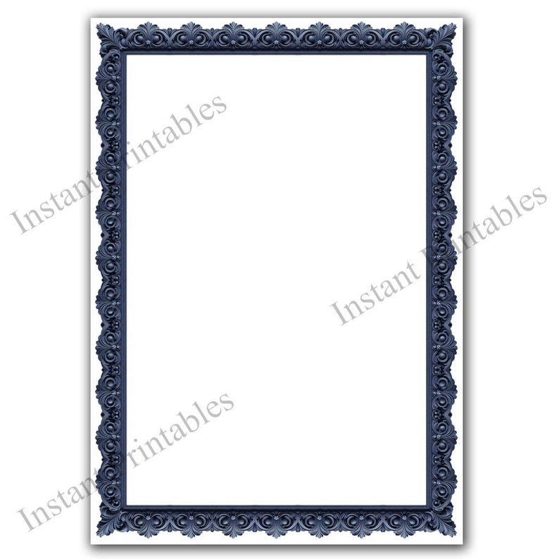 Navy Ornate Frames: Vintage Damask Borders Clip Art (digital Download ...