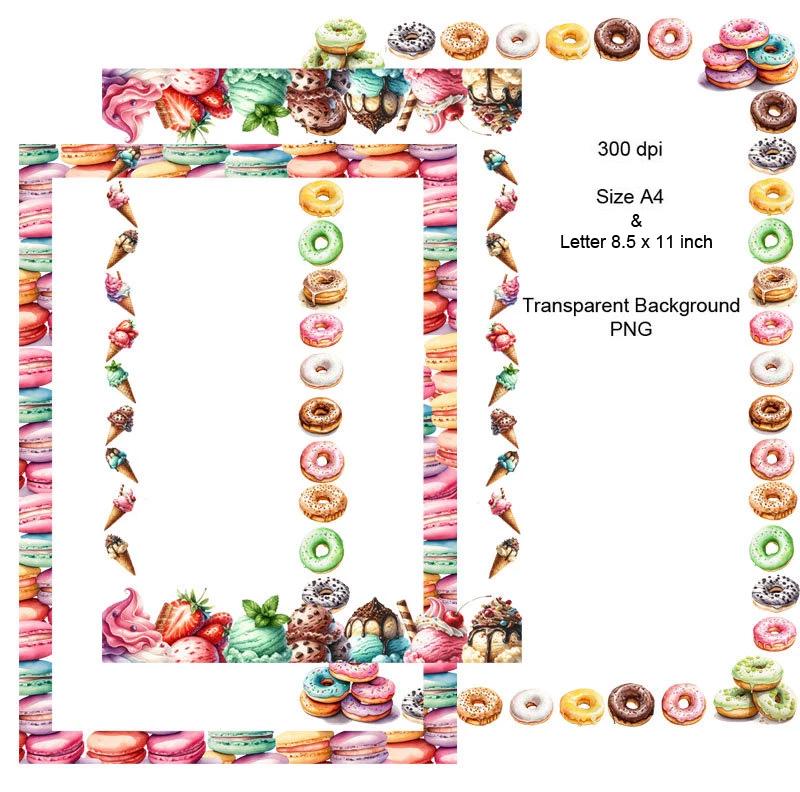 Desserts Watercolor Borders Frames Baking Frame 10 Digital Download ...