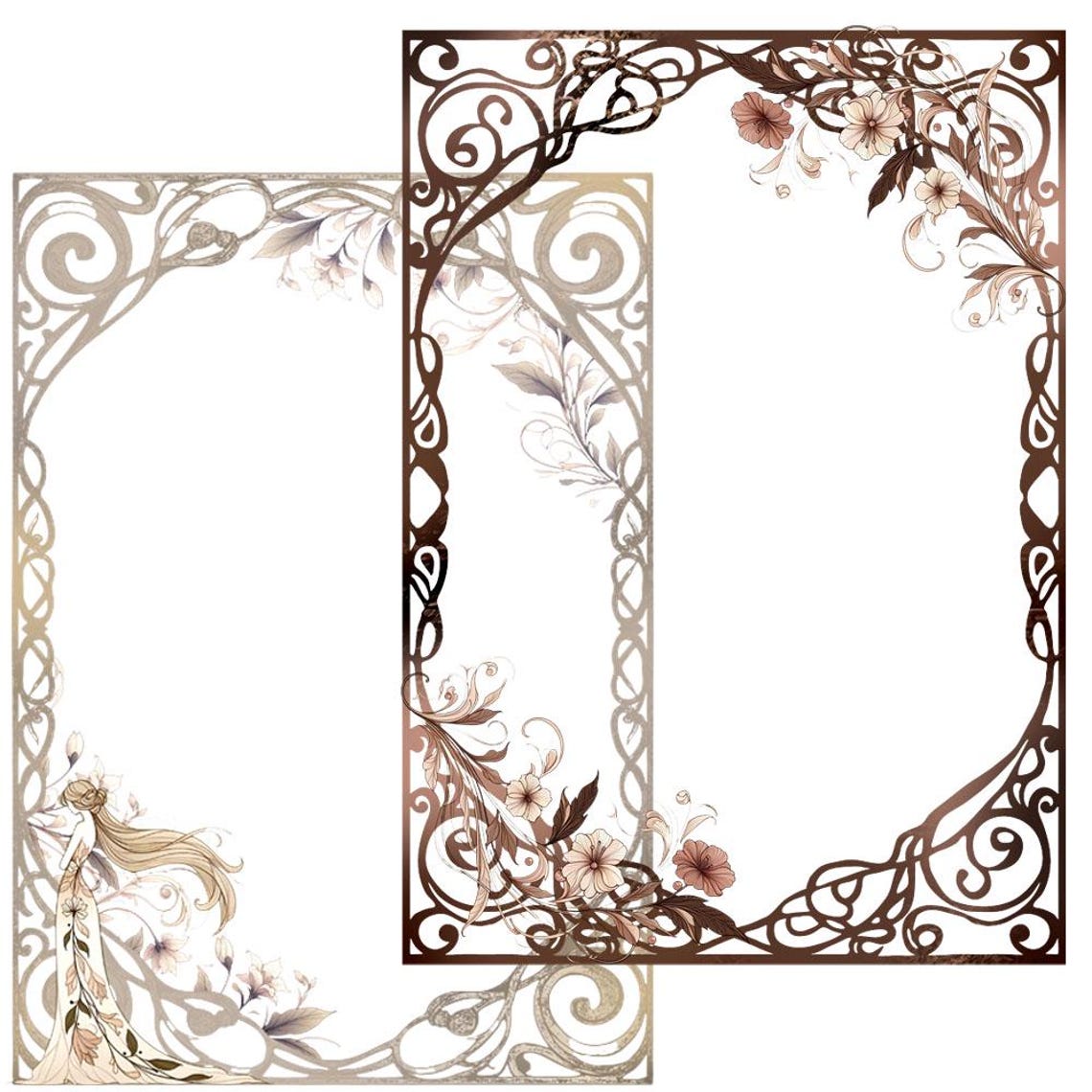 Whimsical Enchanted Page Borders Frames Ornate Decorative Art Nouveau ...