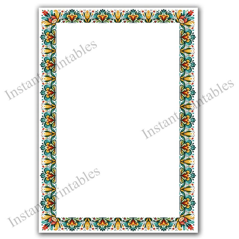 Folk Art Watercolor Floral Borders: Clip Art Bundle (digital Download ...
