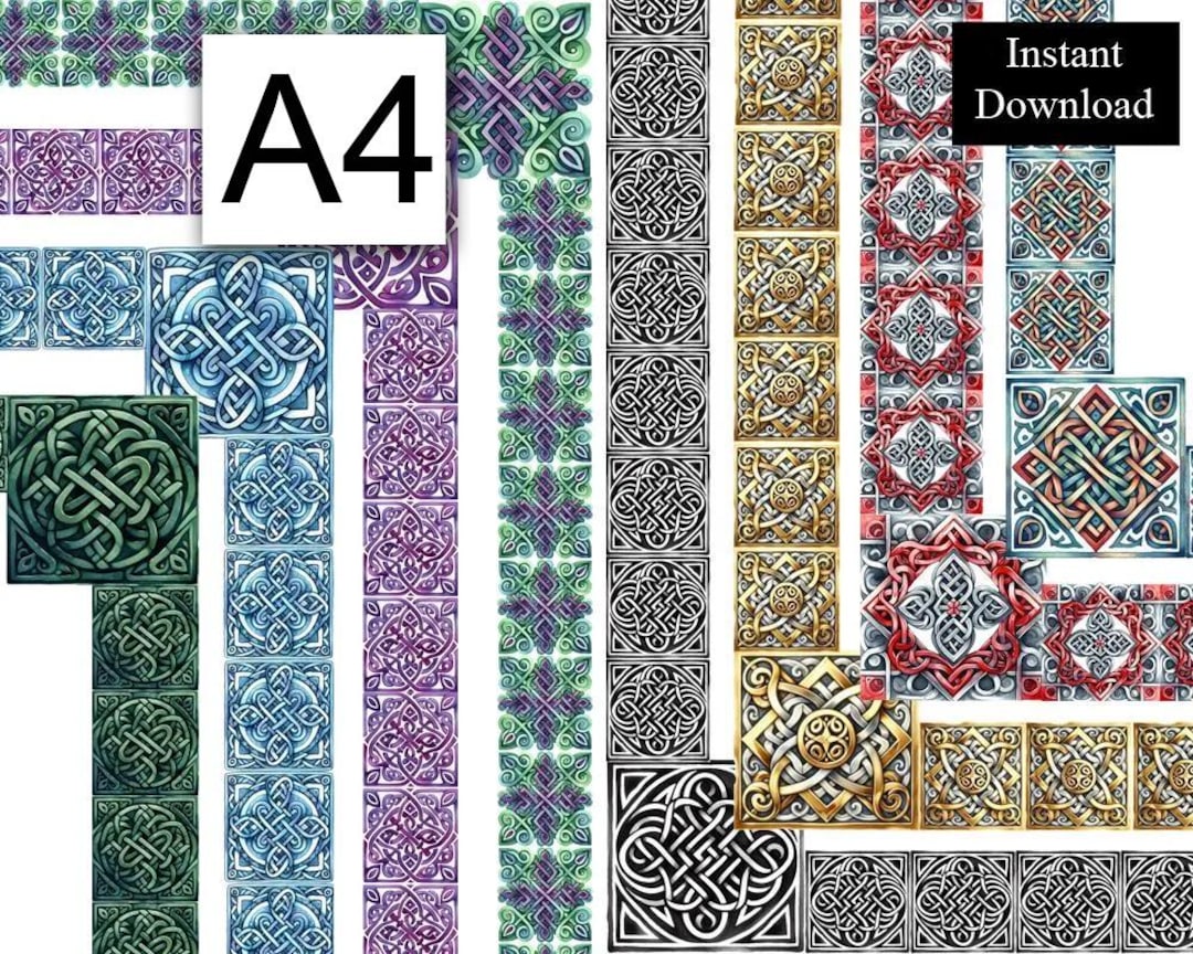 Celtic Borders Frames Clip Art Bundle 8 Digital Download Frames A4 ...