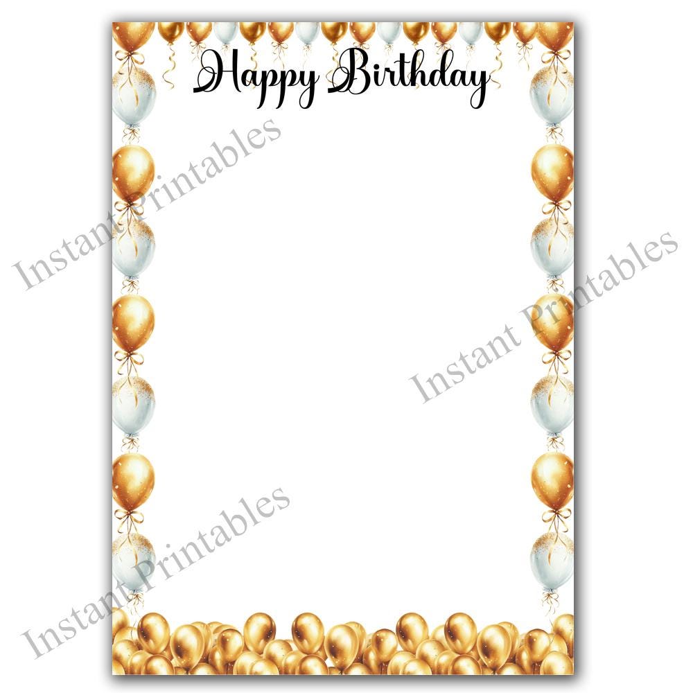 Birthday Party Watercolour Borders Frames Happy Birthday Clipart Bundle ...