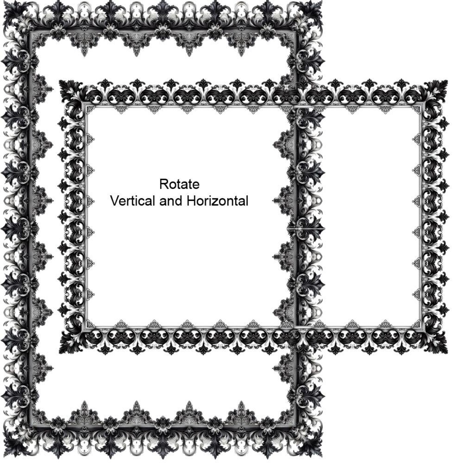 Black Rococo Decorative Borders 8 Frames Ornate Style Clip Art Digital ...