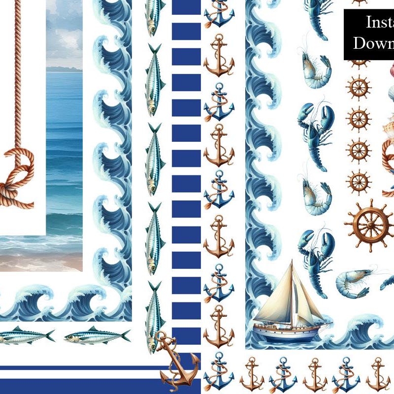 Border Svg Files With Boats - Etsy