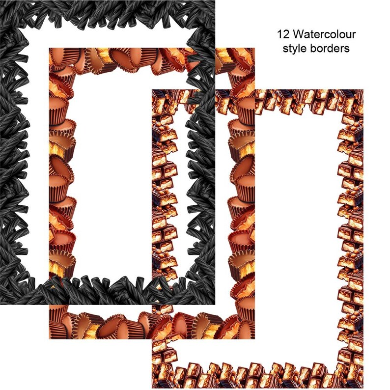 Candy Watercolour Borders Frames Lollies Bundle 12 Digital Download ...