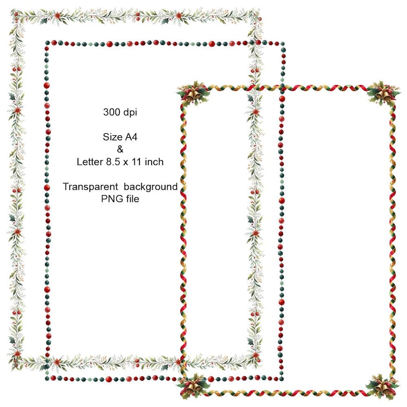 Simple Watercolour Christmas Borders Frames Clip Art 11 Digital ...