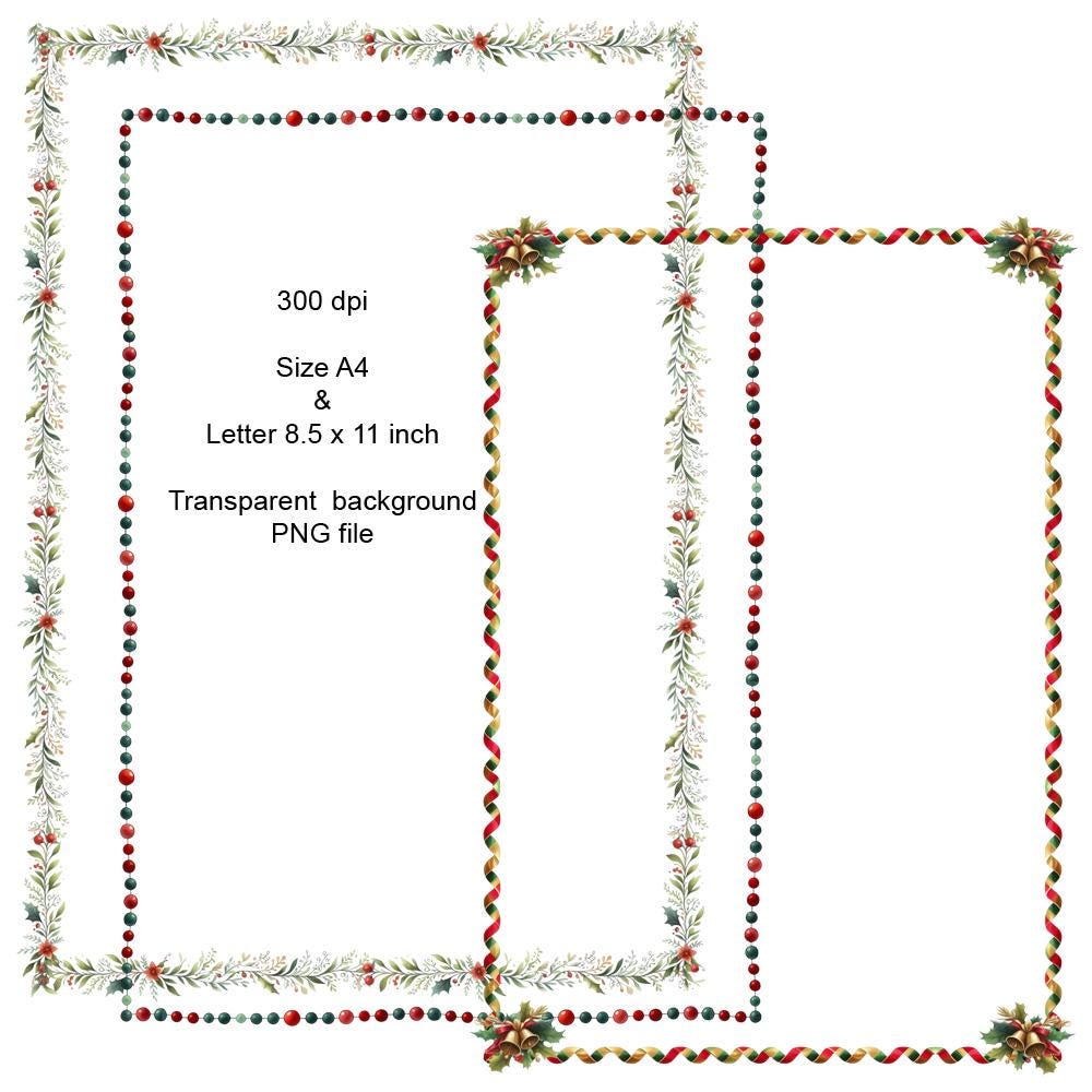 Simple Watercolour Christmas Borders Frames Clip Art 11 Digital ...