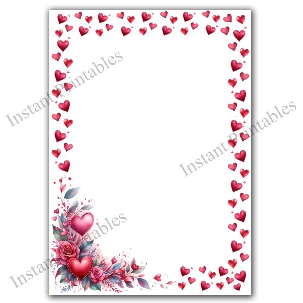 Be My Valentine Watercolour Borders Frames Love Hearts Clip Art Bundle ...