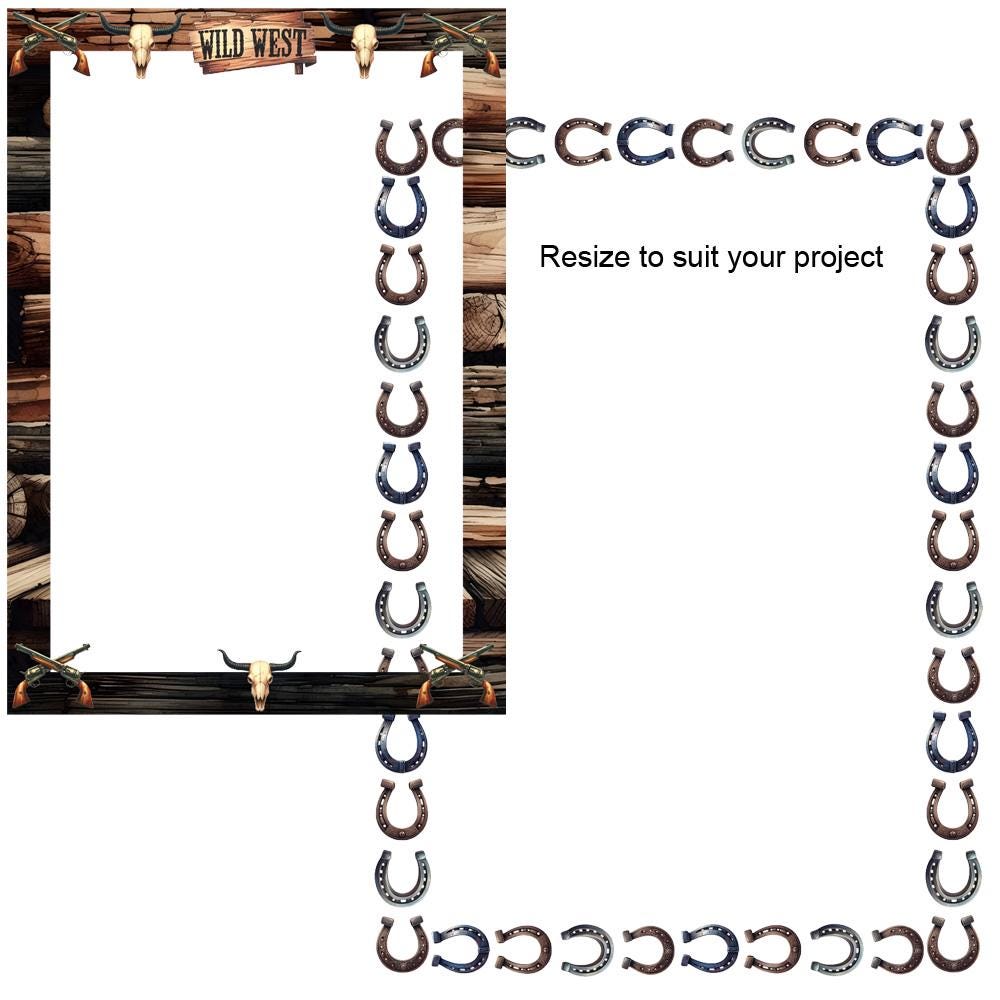 Wild West Borders Western Frames Clip Art 10 Digital Download Frames A4 ...