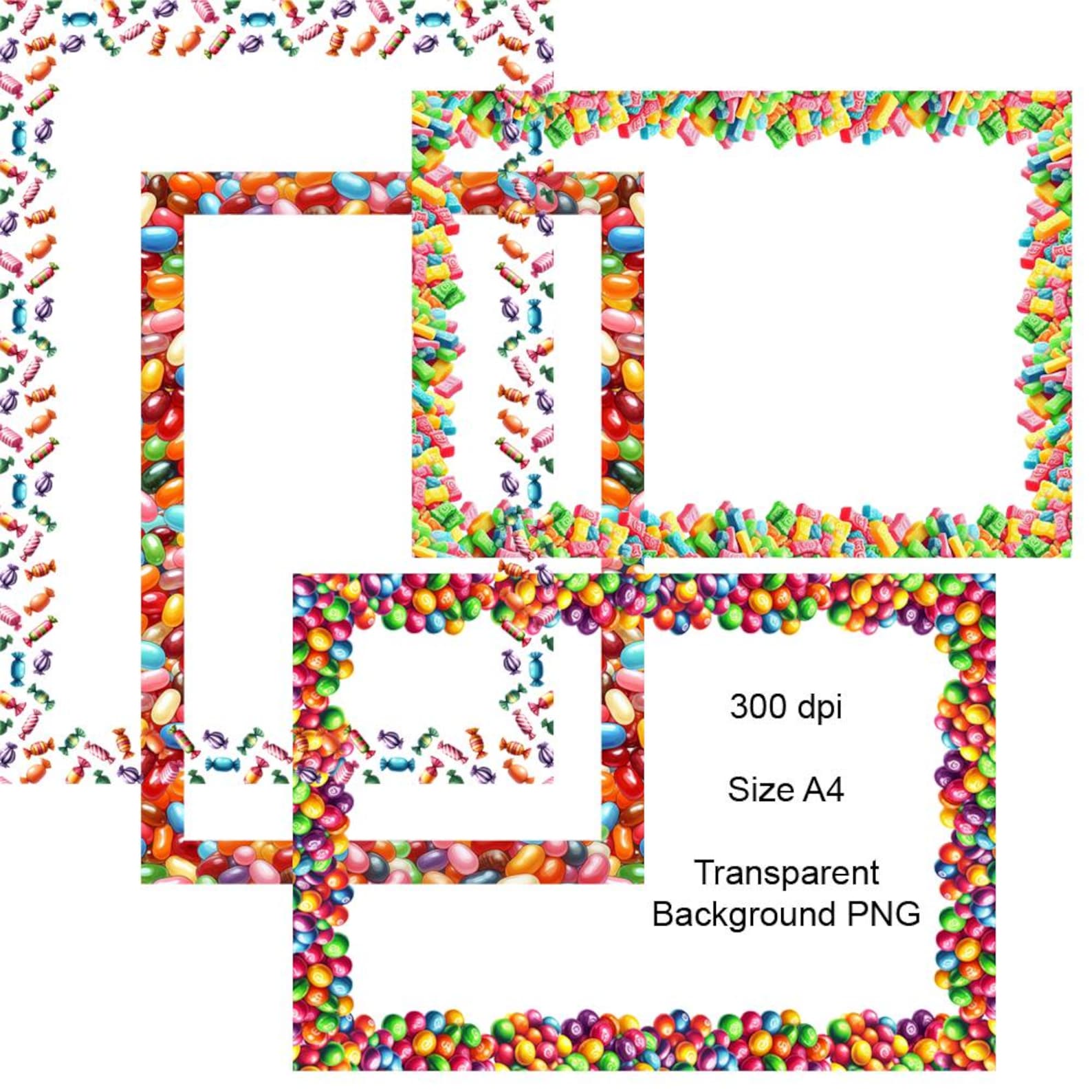 Candy Watercolour Borders Frames Lollies Bundle 12 Digital Download ...