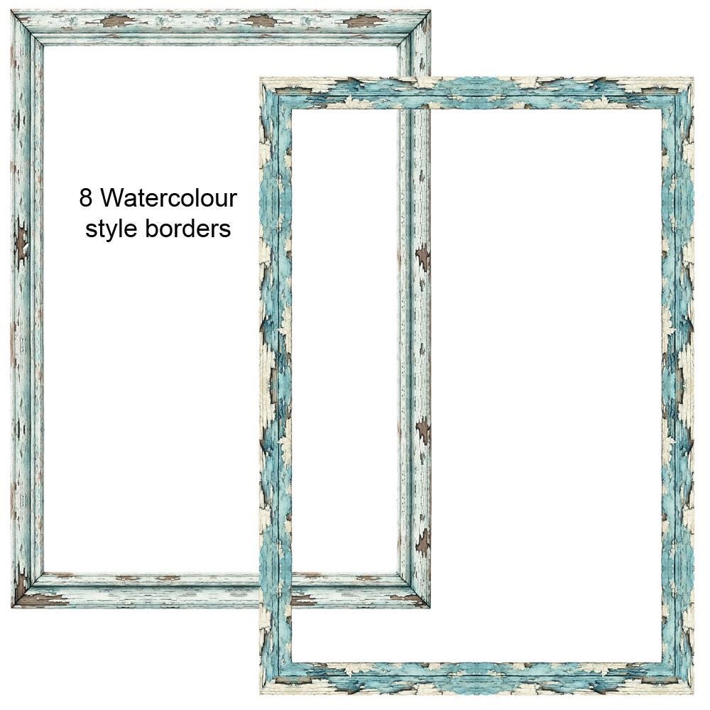Shabby Frames Watercolour Borders Page Frames Clip Art Bundle 8 Digital ...