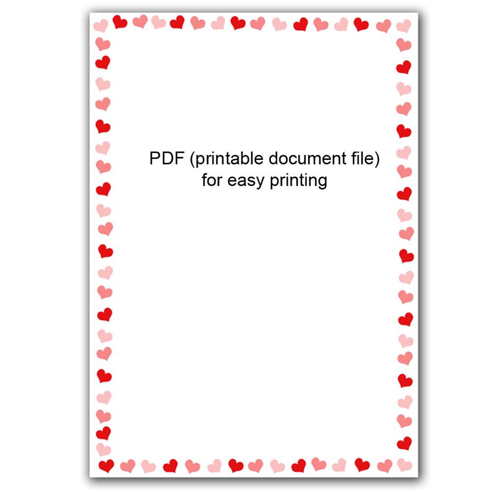 Valentine's Day Border Frame Simple Hearts Clipart PDF/PNG Digital ...