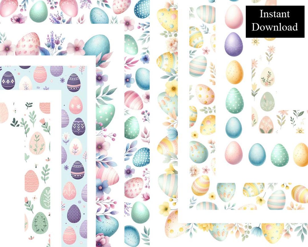 Pastel Easter Watercolour Borders Frames Easter Egg Clip Art Bundle 8 ...