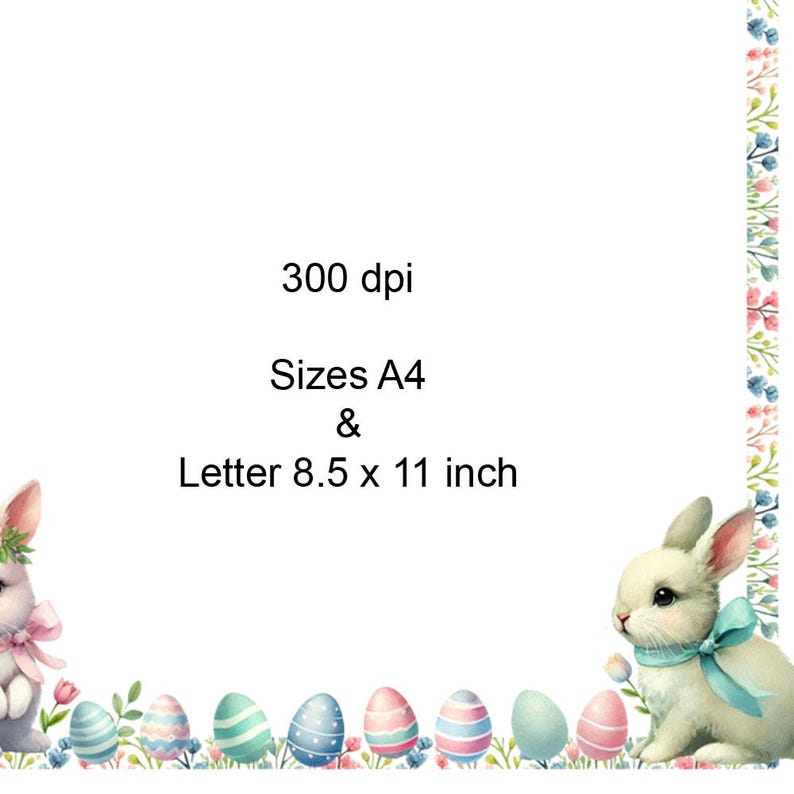Easter Hunt Border Frame Rabbit Easter Egg Clipart PDF/PNG Digital ...