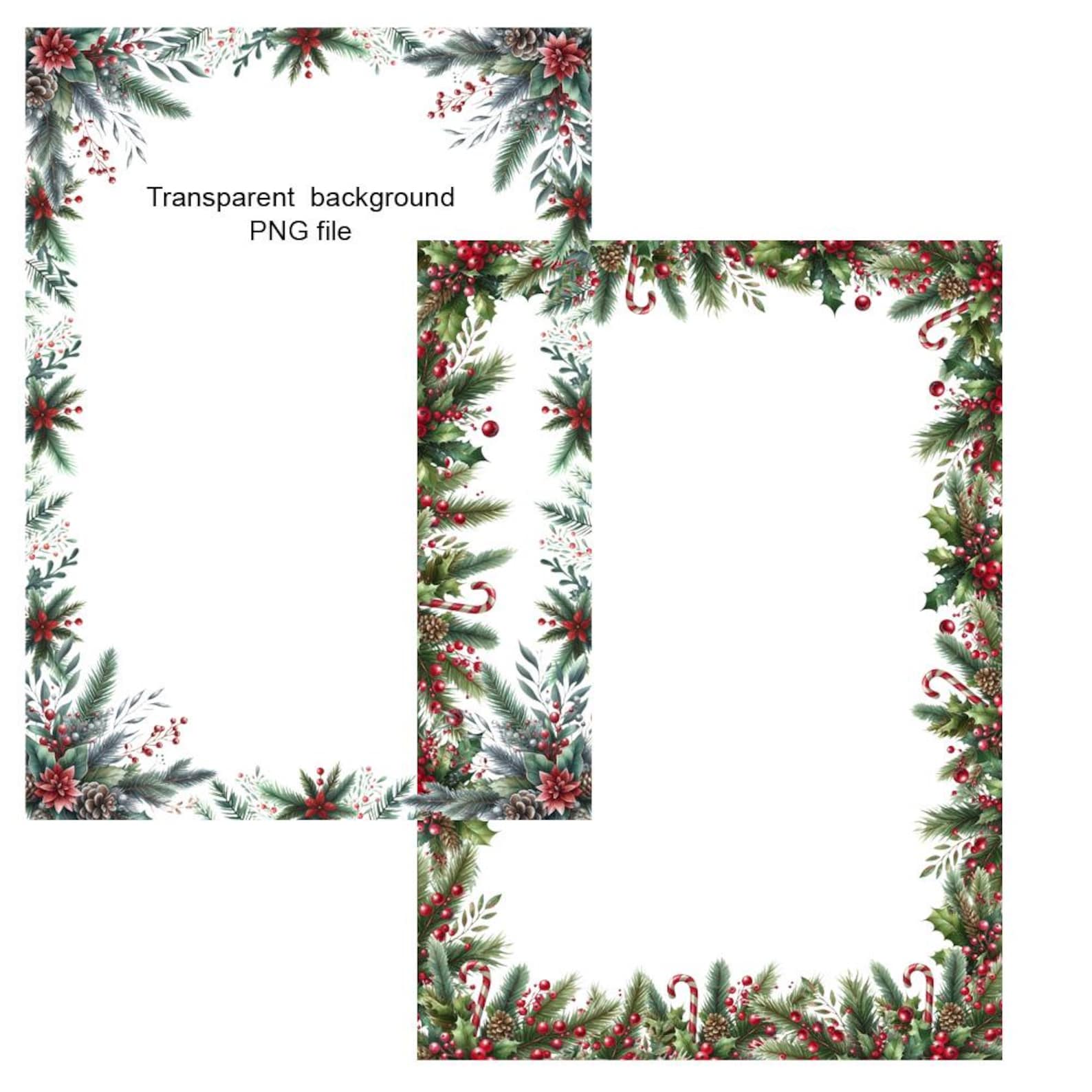 Christmas Watercolour 5x7 Borders for Card Making Christmas Frame Clip ...