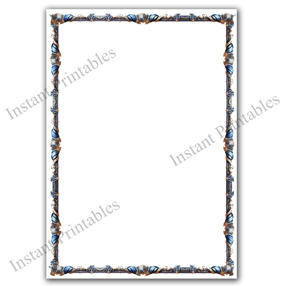 Blue Metal Watercolour Borders Frames Futuristic Sci Fi Clip Art 8 ...