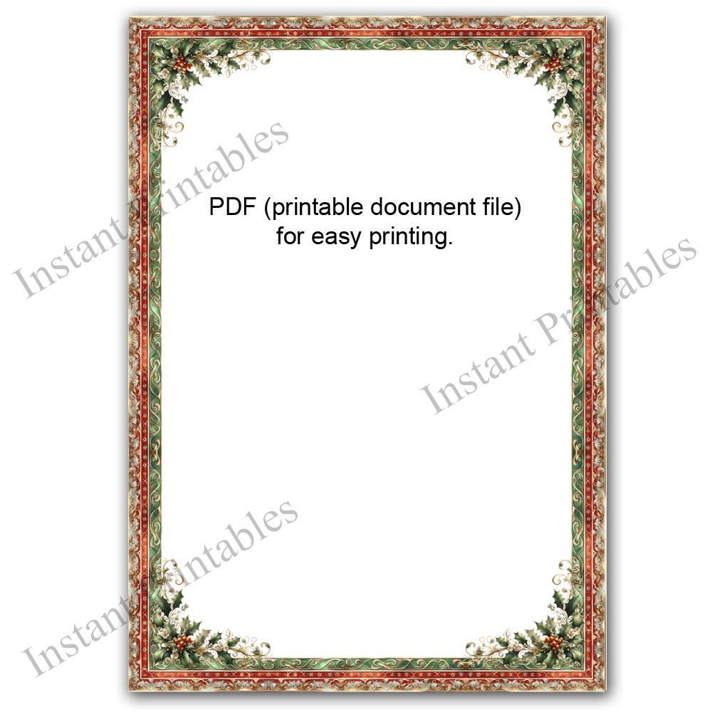 Metallic Christmas Border Frame Clip Art Digital Download A4 & 8.5x11 ...
