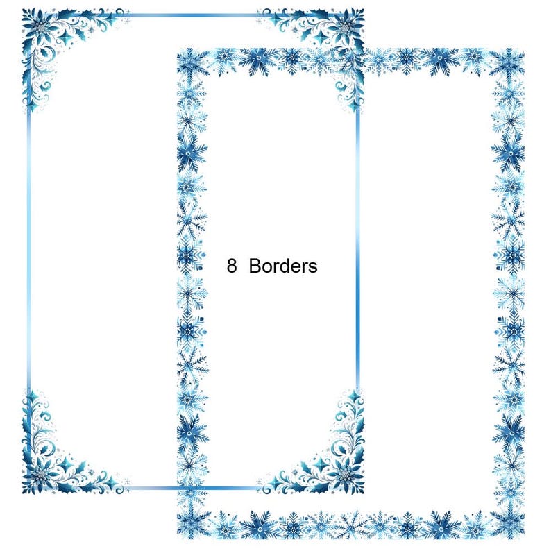 Blue Christmas Borders Frames Snowflake Winter Clip Art Bundle 8 ...