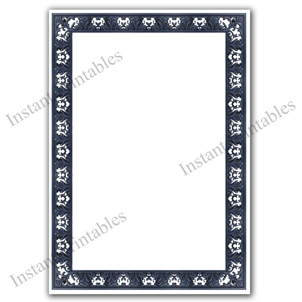 Navy Ornate Frames: Vintage Damask Borders Clip Art (digital Download ...