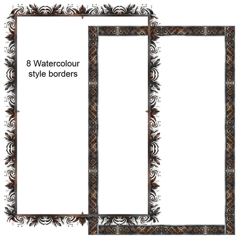 Medieval Dark Borders 8 Frames Ornate Metallic Style Clip Art Digital ...