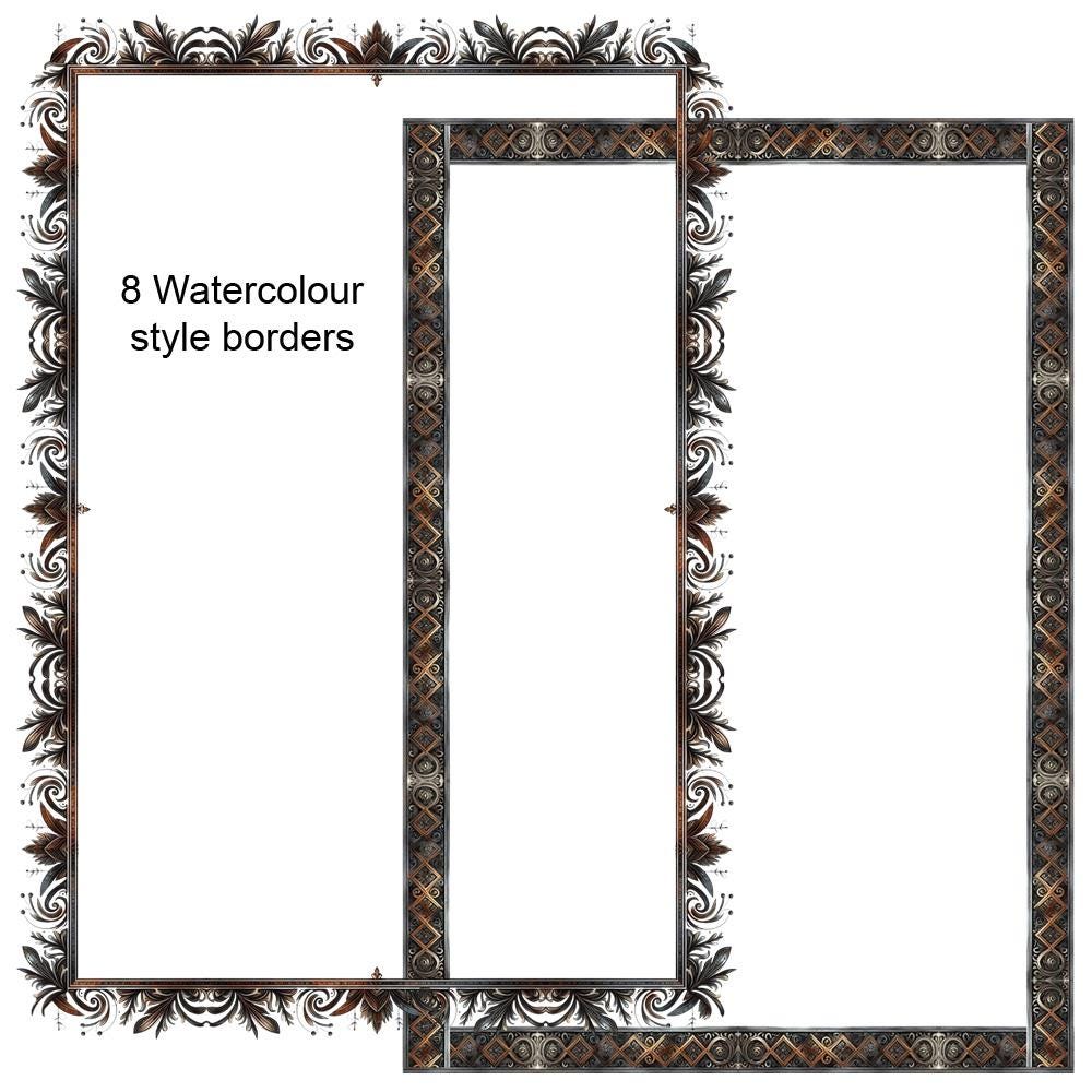 Medieval Dark Borders 8 Frames Ornate Metallic Style Clip Art Digital ...