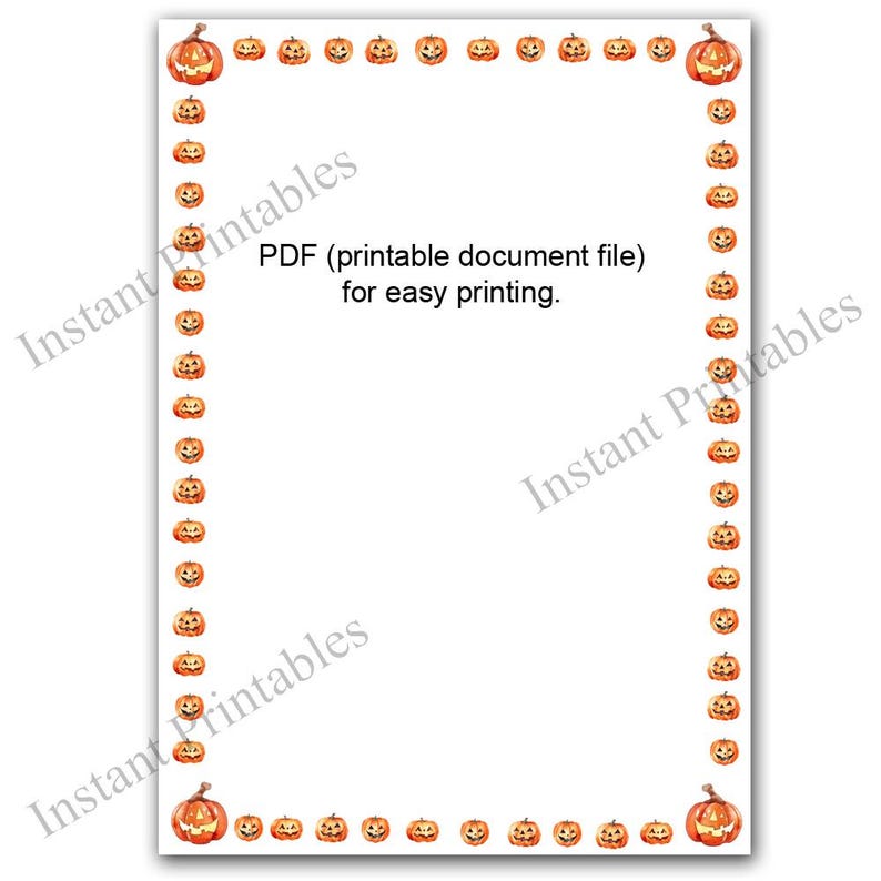 Pumpkins Halloween Border Frame Clip Art Digital Download Frame A4 & 8 ...