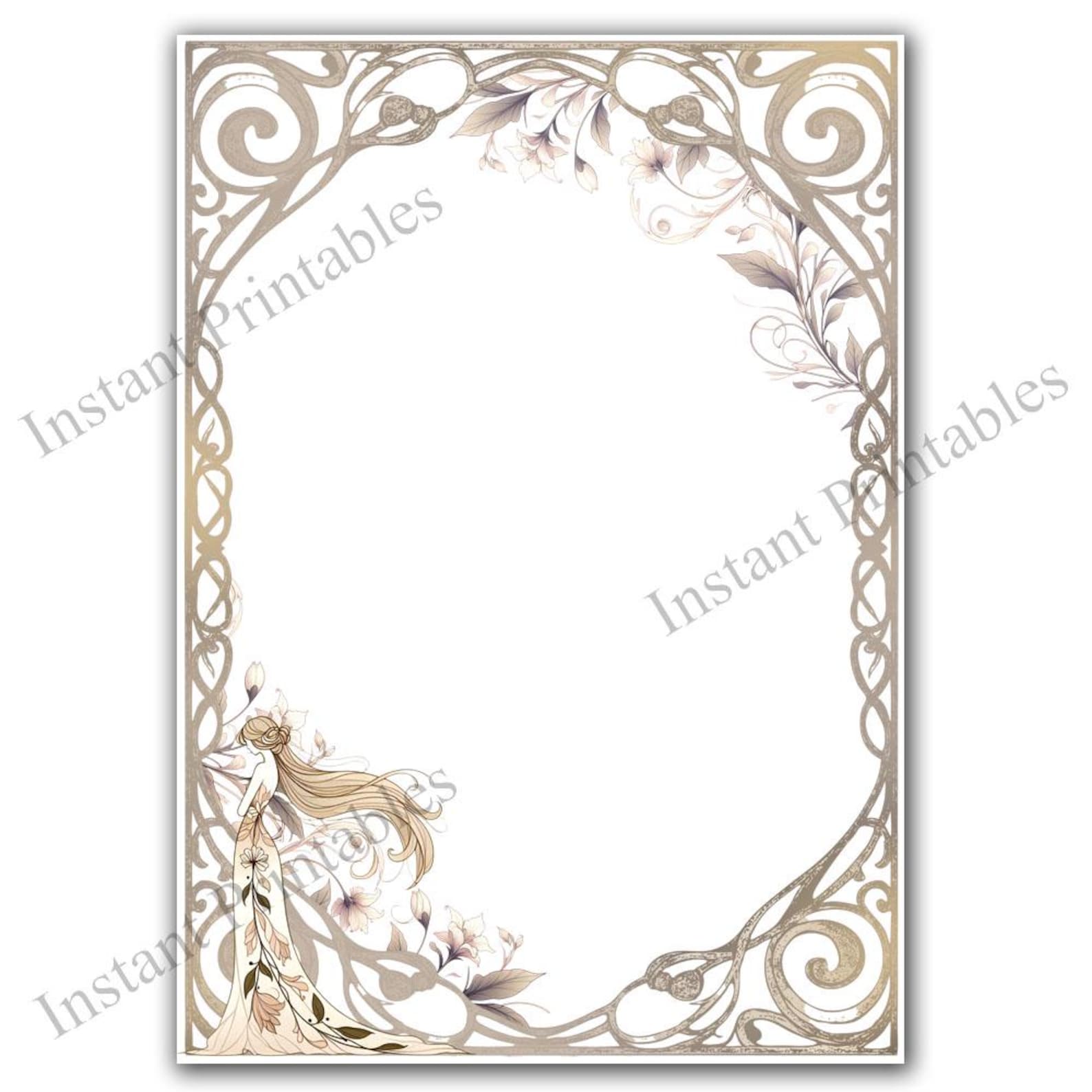 Whimsical Enchanted Page Borders Frames Ornate Decorative Art Nouveau ...