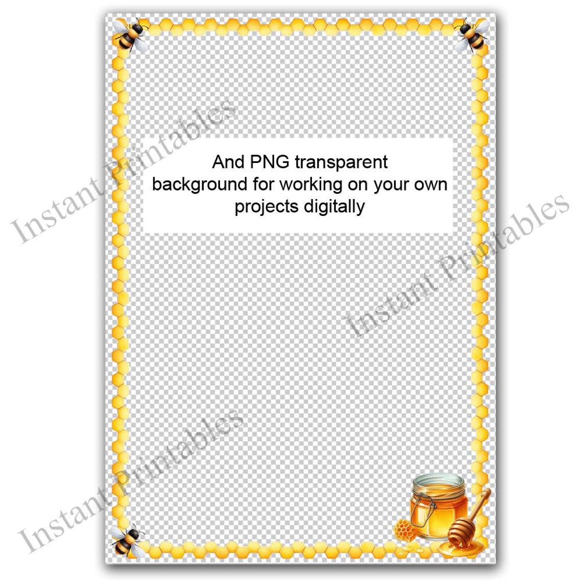 Bees Watercolour Border Single Frame Honey Bee Clip Art Digital ...