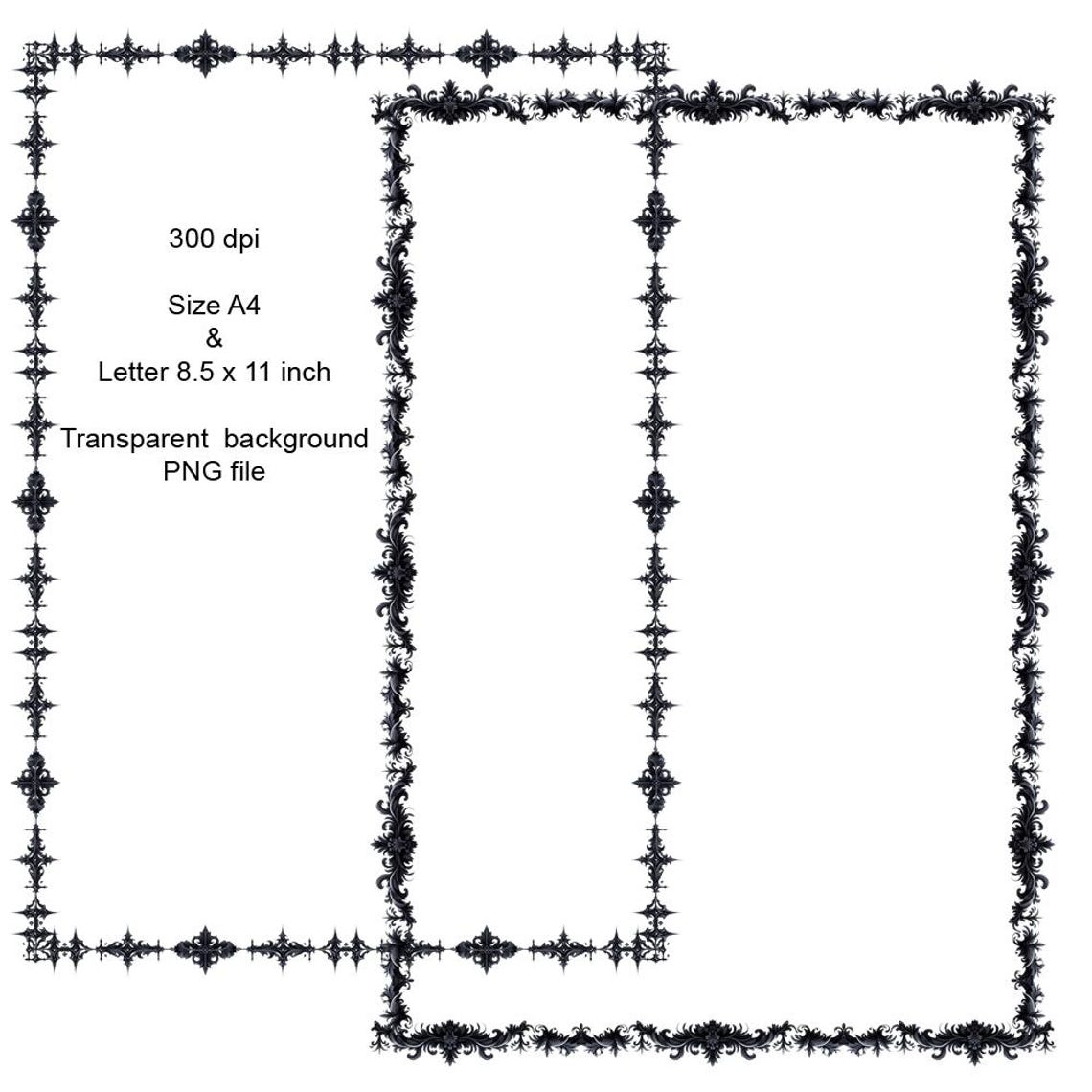 Dark Gothic Borders 8 Frames Ornate Gothic Style Clip Art Digital ...