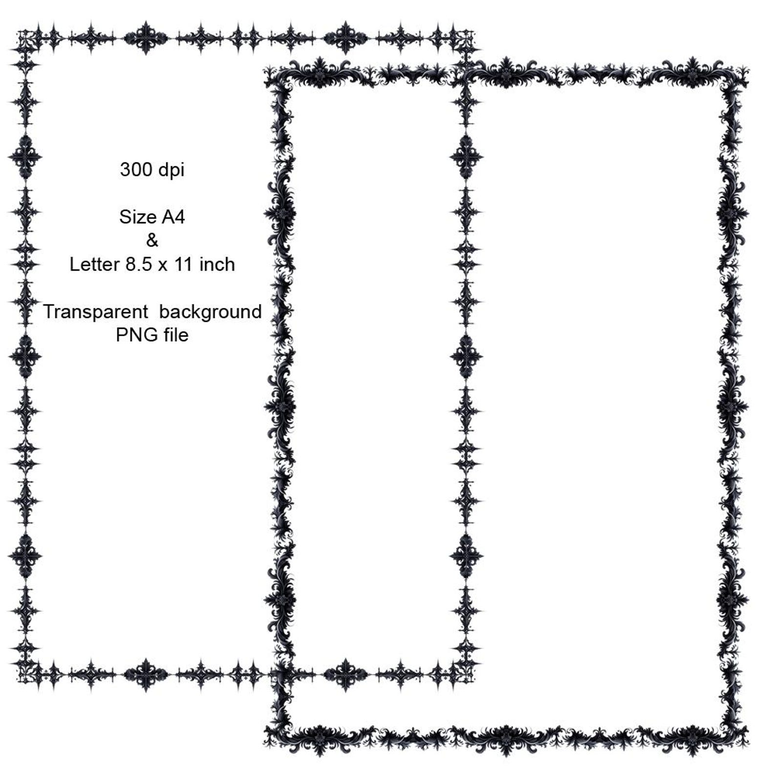 Dark Gothic Borders 8 Frames Ornate Gothic Style Clip Art Digital ...