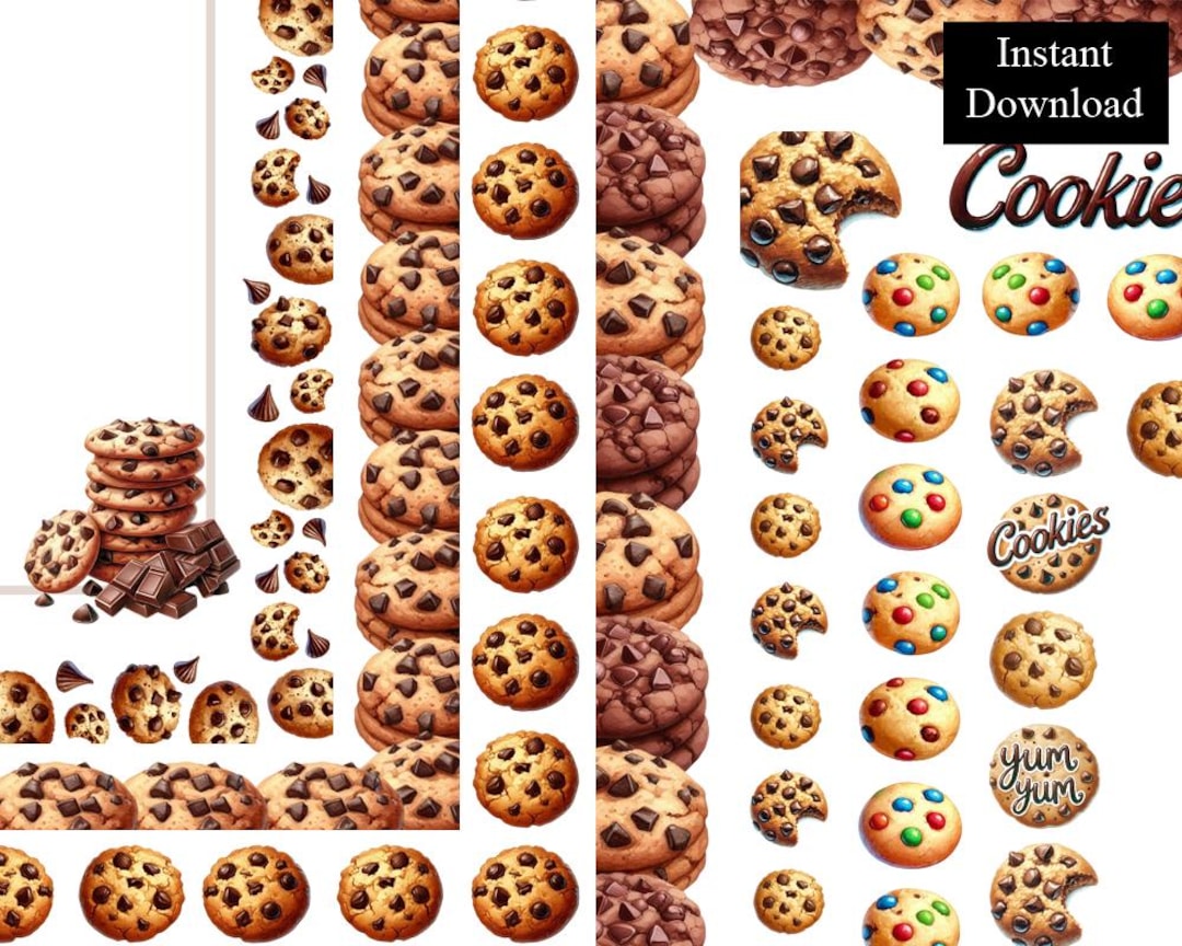 Cookies Borders Frames Baking Frame 8 Digital Download Choc Chip ...