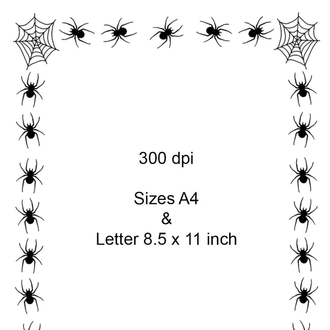 Spiders Halloween Border Frame Clip Art Digital Download Frame A4 & 8 ...