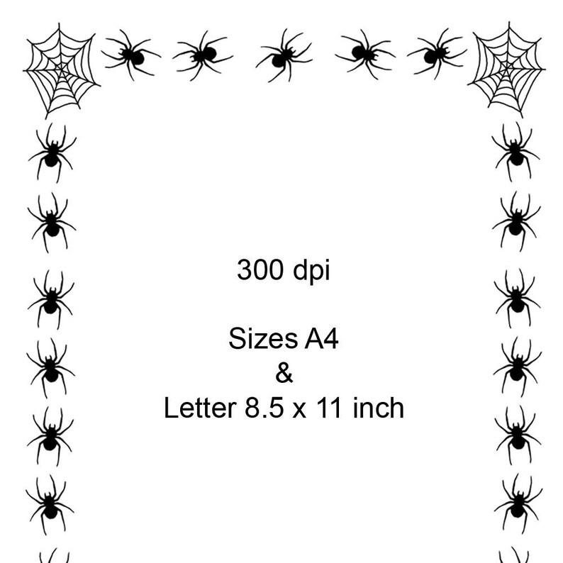 Spiders Halloween Border Frame Clip Art Digital Download Frame A4 & 8 ...