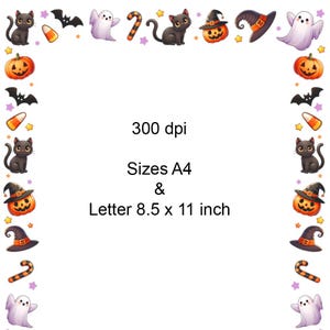 Cute Halloween Border Frame Clip Art Digital Download Frame A4 & 8.5x11 ...