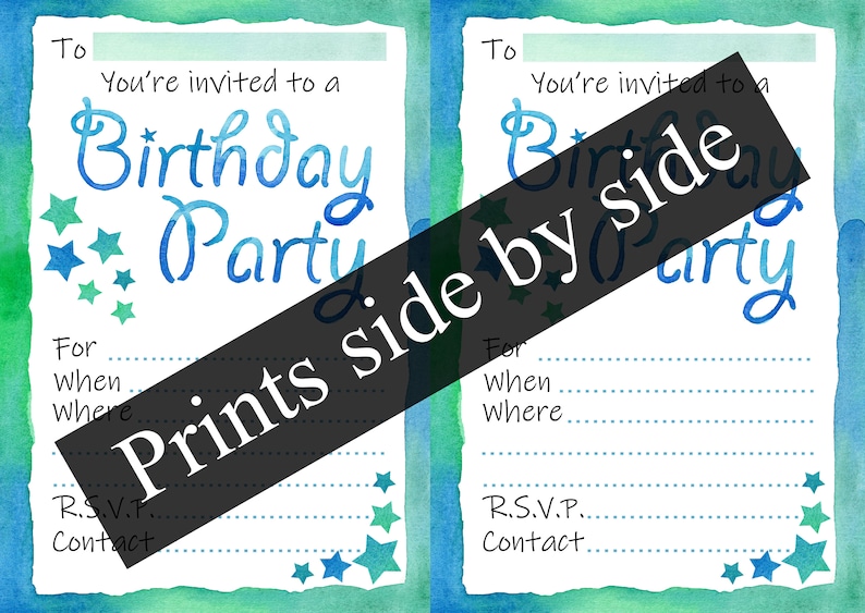 Two Blank Fill in Birthday Invitations Boy Girl Party Invite Printable ...